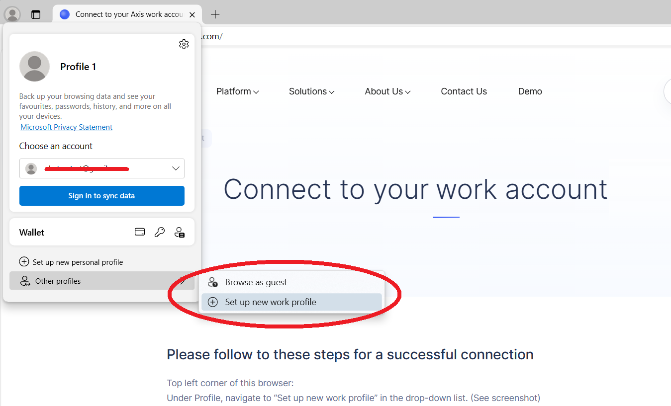 Connect to your work account - Ensure Endpoint Technologies